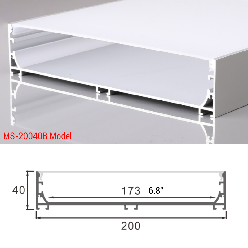 200mm Extra Wide Commercial Office Lighting Big LED Profile