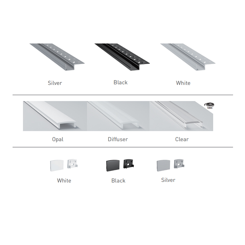 Ceiling Black Mud In LED Channel Profile For 15mm Double Row LED Rope ...
