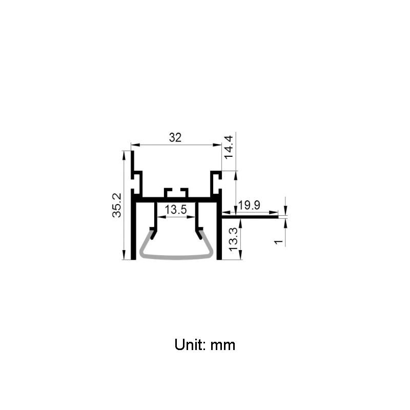 Drywall LED Channel Light Diffusers For 12mm COB LED Strip [QSG-5235B]