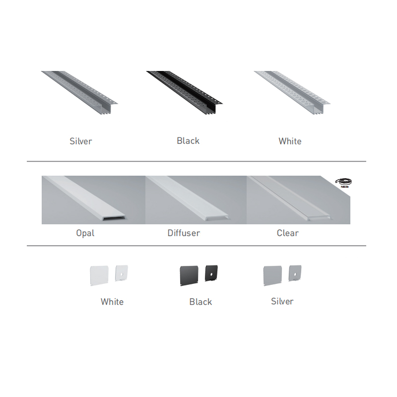 Drywall Plaster In LED Aluminum Channel For 20mm Dual Row LED Strips ...