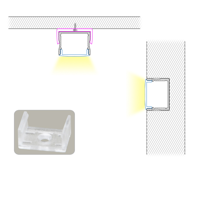 Black LED Diffuser Aluminum Profile - 12mm Strip Channel | Recessed ...
