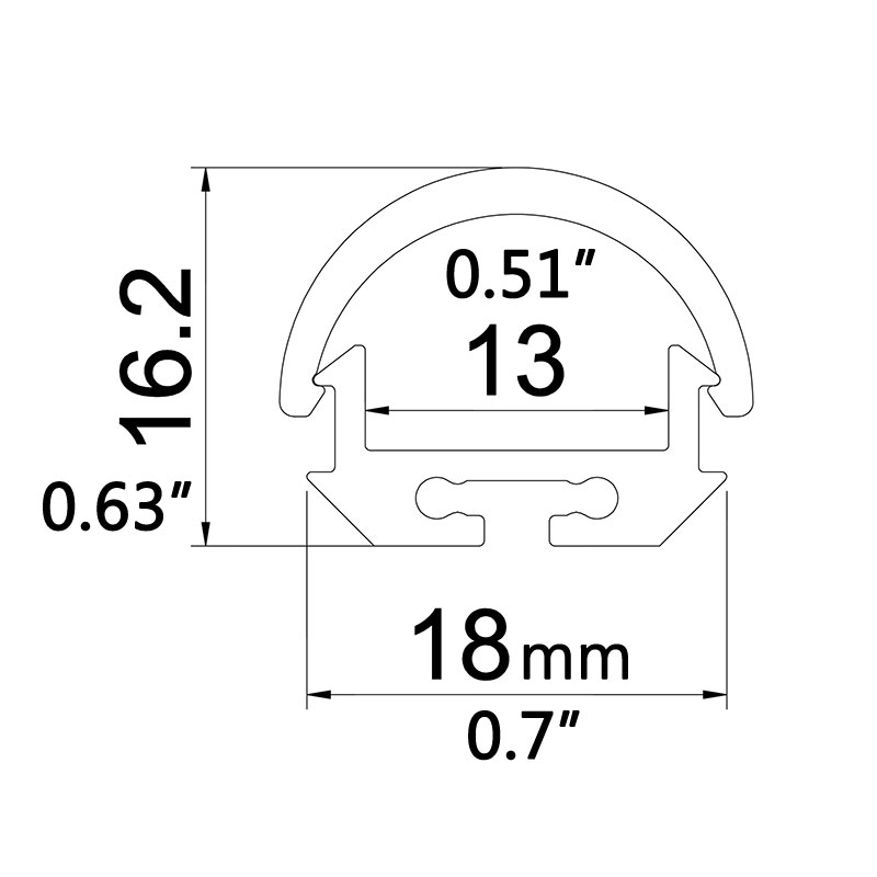 Surface Mounted LED Strip Channel With Arc Diffuser For 12mm Tape ...
