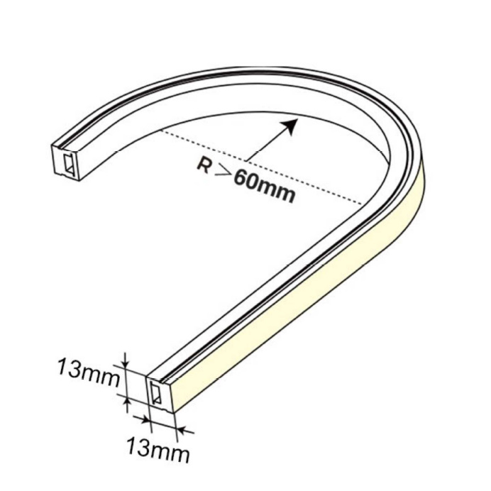 13x13mm Top Emitting Long Run Injection Molding Neon LED Strip Lights