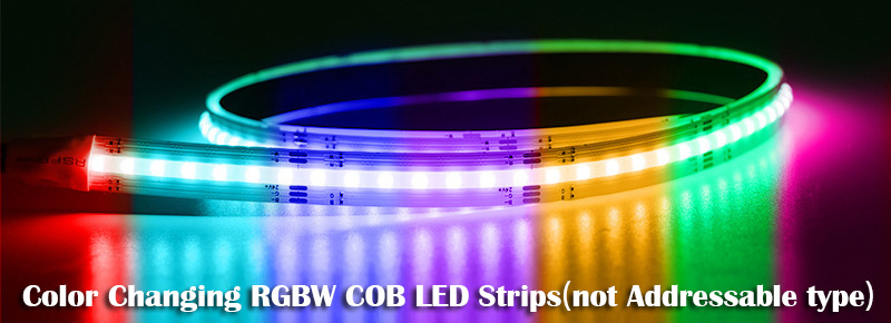 DC24V Color Change RGBW 16.4Ft Flexible COB LED Strip Lights
