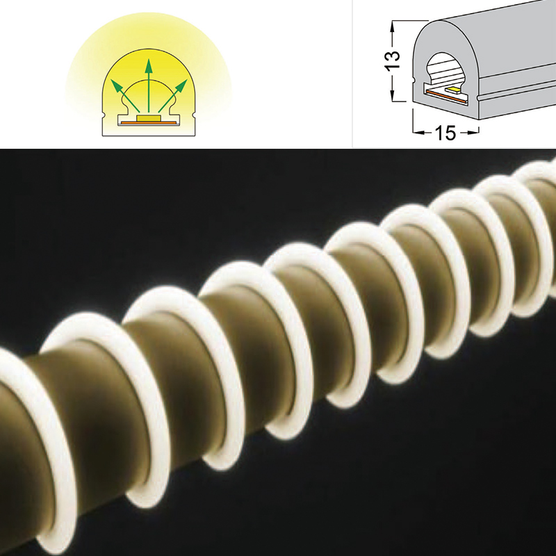 15*13mm 180° Flexible Silicone LED Light Diffuser Outdoor Linear Profile
