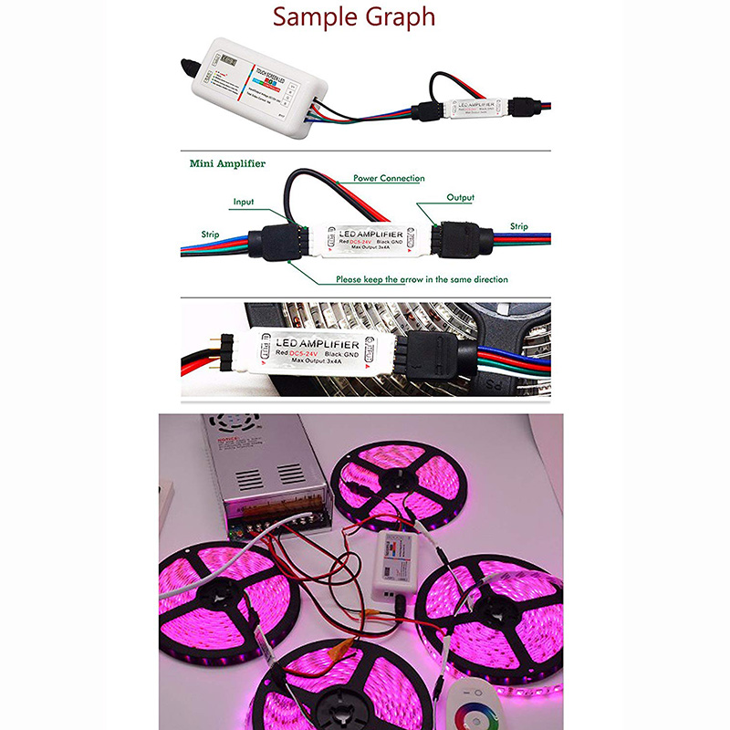 DC5-24V 3Ax6CH, LED Mini Inline Amplifier Repeater Data Signal ...