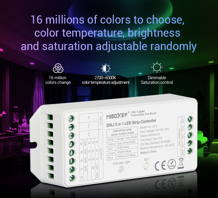 DL5 DALI 5 in 1 RGBCCT LED Strip Controller