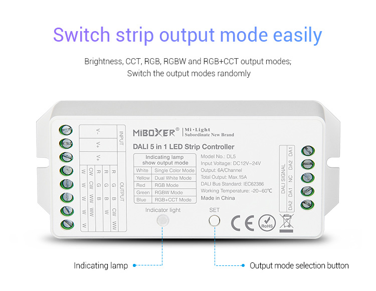 DL5 DALI 5 in 1 RGBCCT LED Strip Controller
