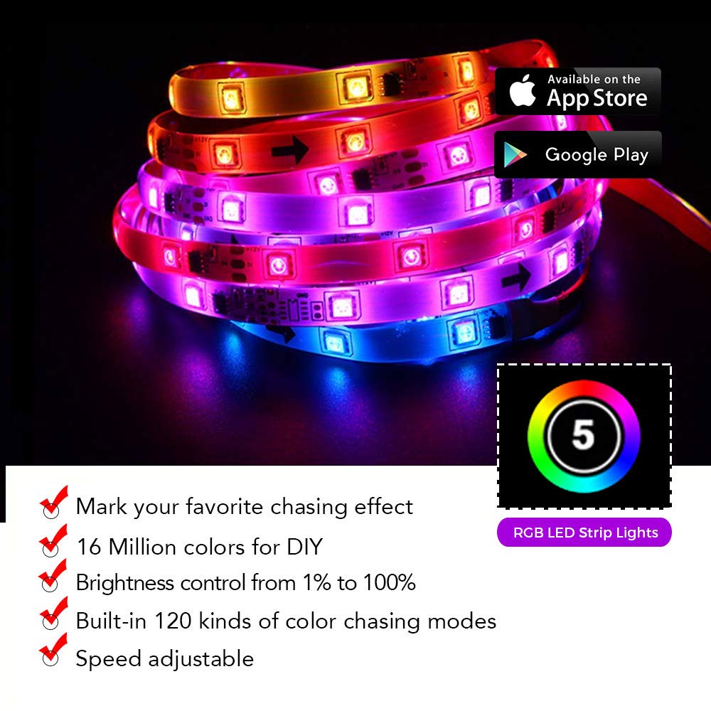 SP501E Color Chasing Alexa LED Strip Light Kit, 32.8Ft/10m Flexible ...