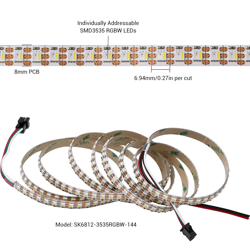 5V Individual Programmable SK6812 Mini 3535 RGBW Led Tape Light (144 ...