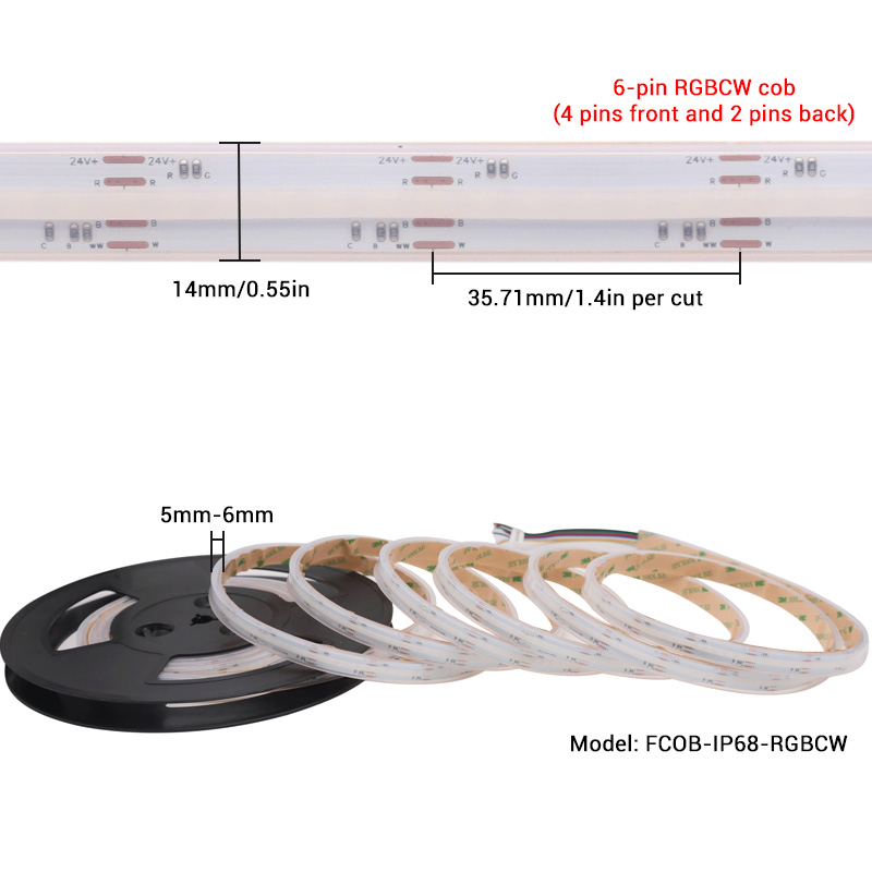 IP68 Outdoor LED RGBCW Cob Strip Light | SuperLightingLED